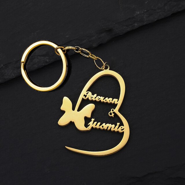 Big Heart Couple Name Keychain – Glamorizee