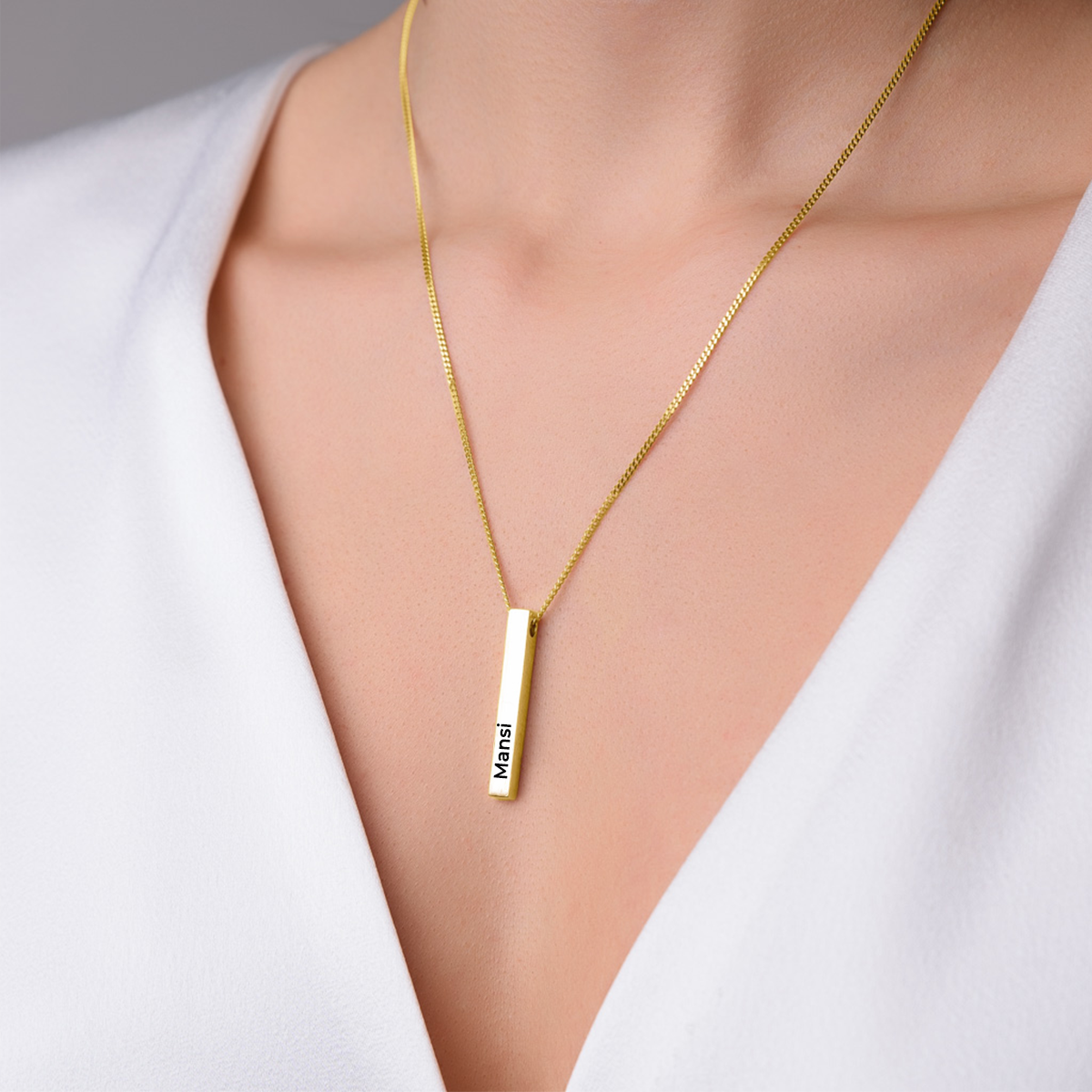 Cuboid Vertical Bar Name Necklace – Glamorizee
