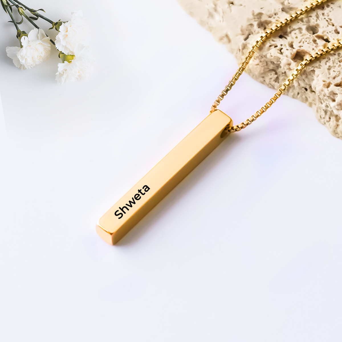 Cuboid Vertical Bar Name Necklace – Glamorizee